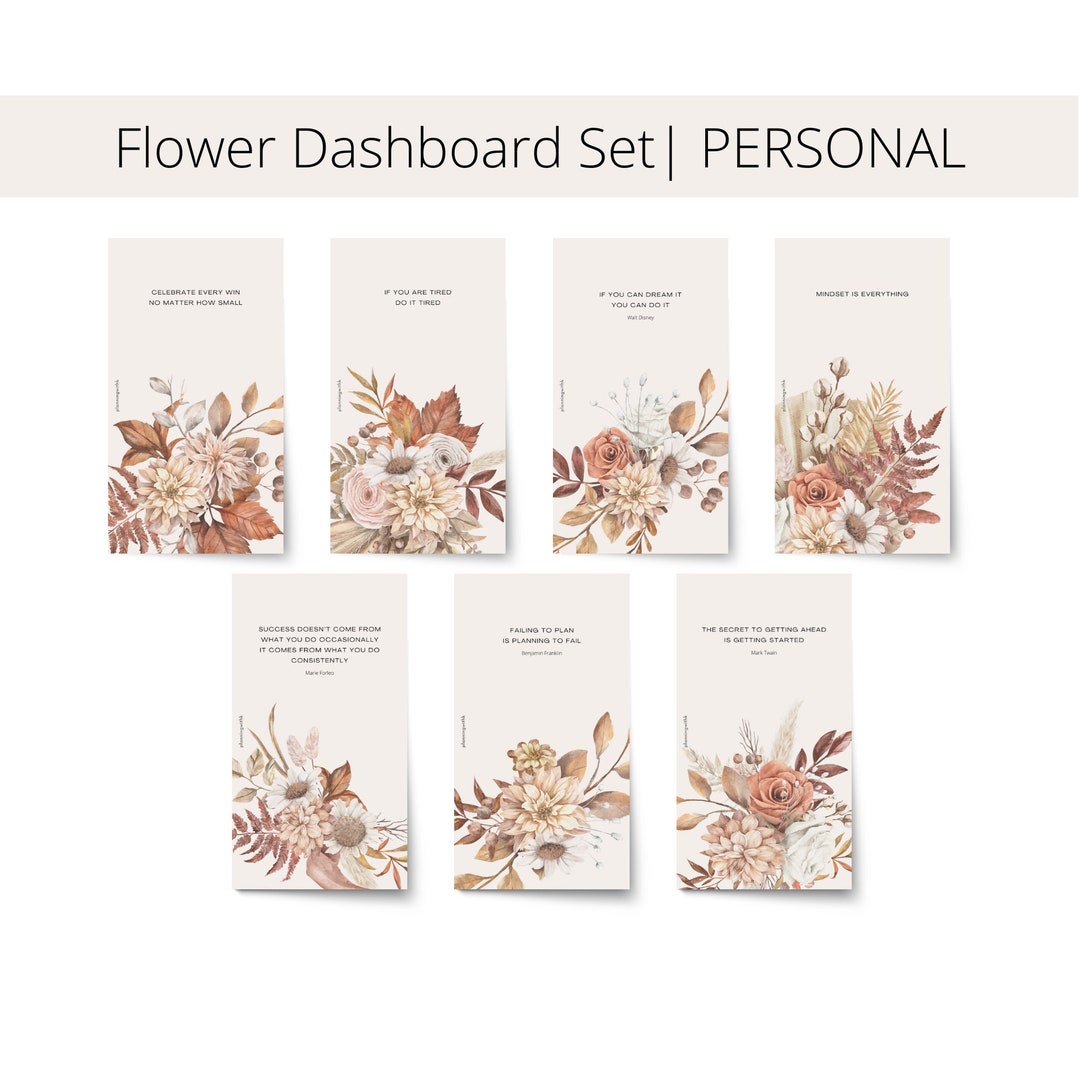 PERSONAL Fall Colors Flower Dashboard Set With Quotes PDF File Personal ...