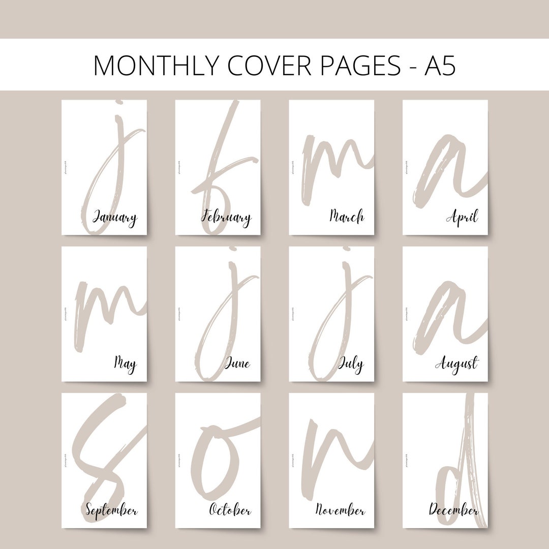 A5 Monthly Cover Pages Dashboard Set PDF File A5 Ring Planner Planner ...