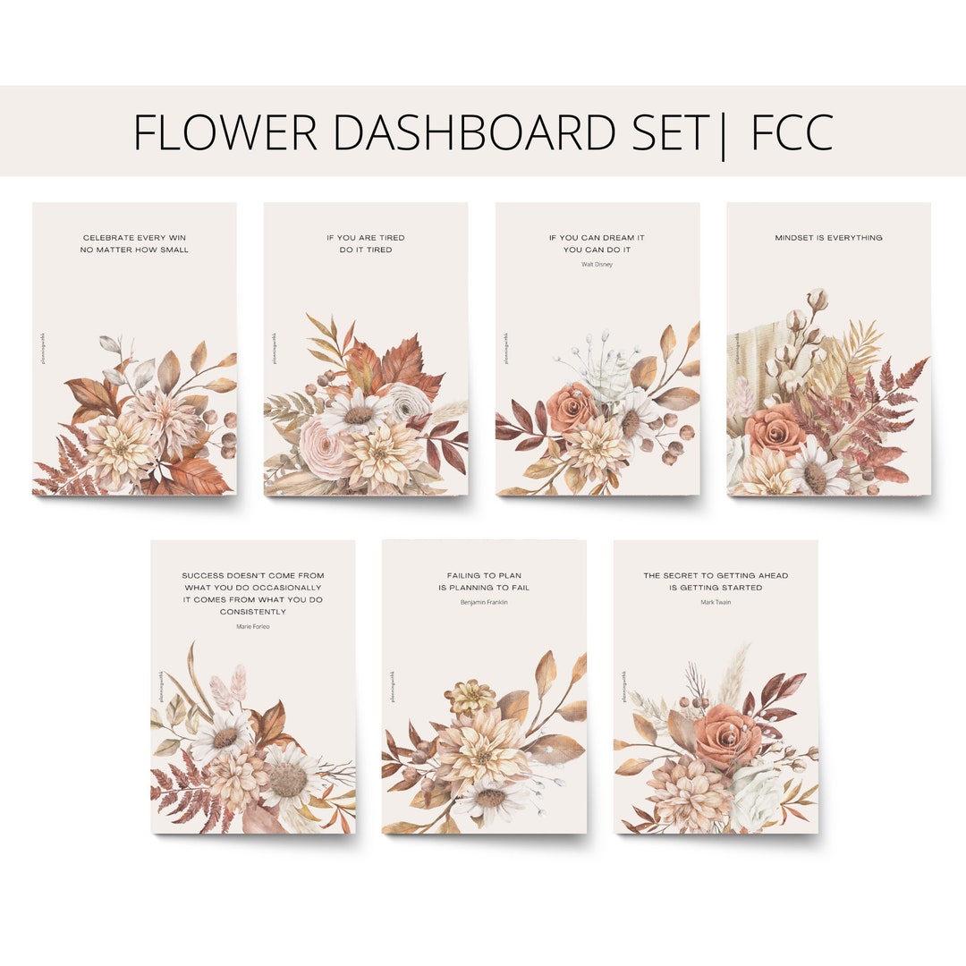 FCC Fall Colors Flower Dashboard Set With Quotes PDF File - Etsy