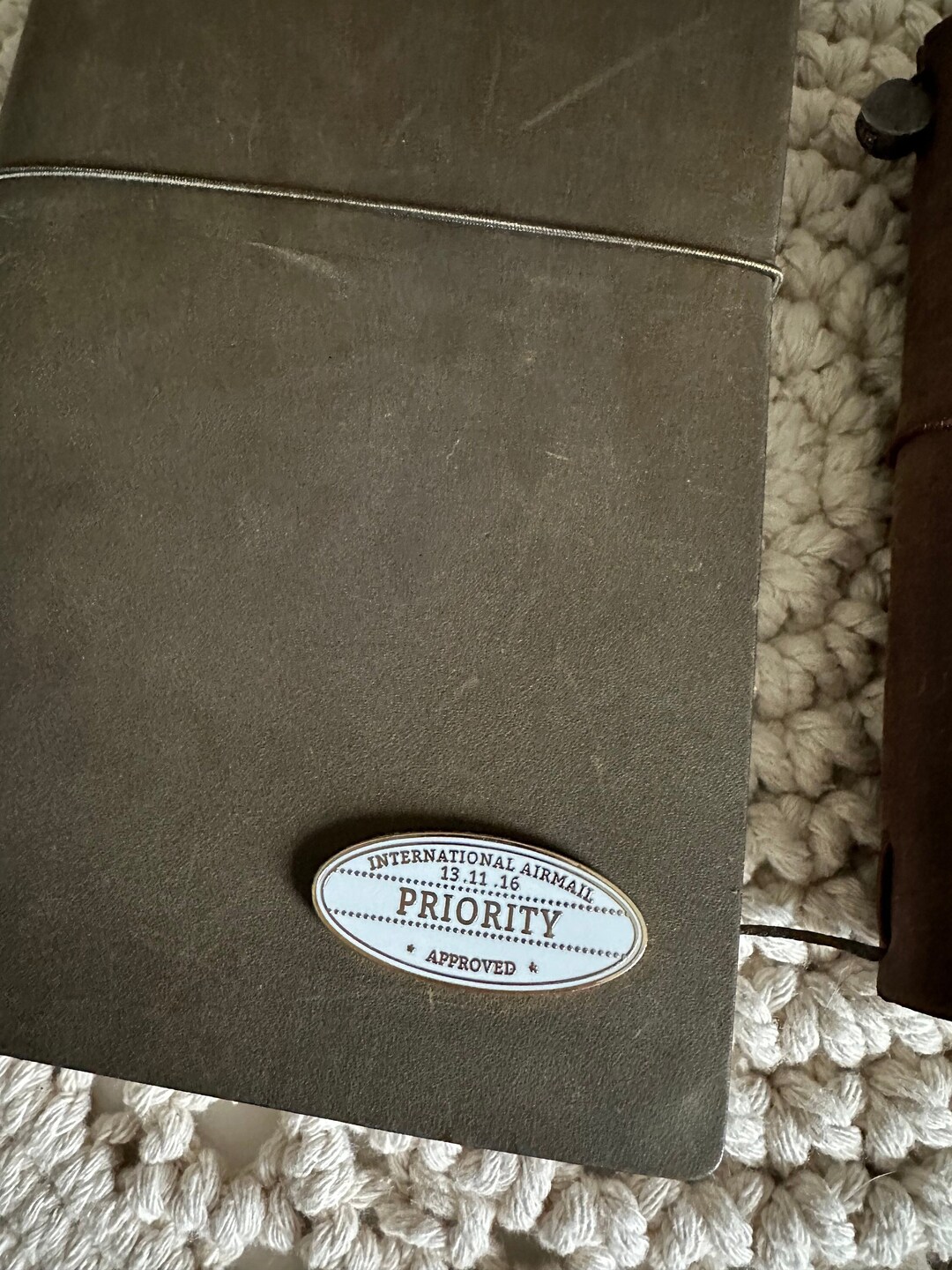 Airmail Stamp Enamel Magnet | Planner Magnet | White With Gold Planner ...
