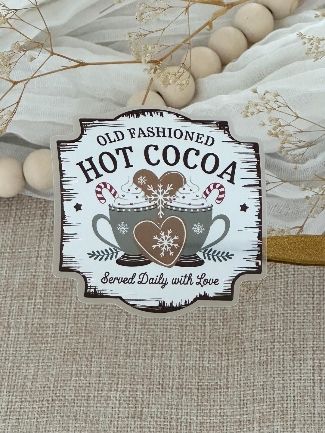 Die Cut Sticker Hot Cocoa | Transparent Sticker Die Cut | It Measures ...