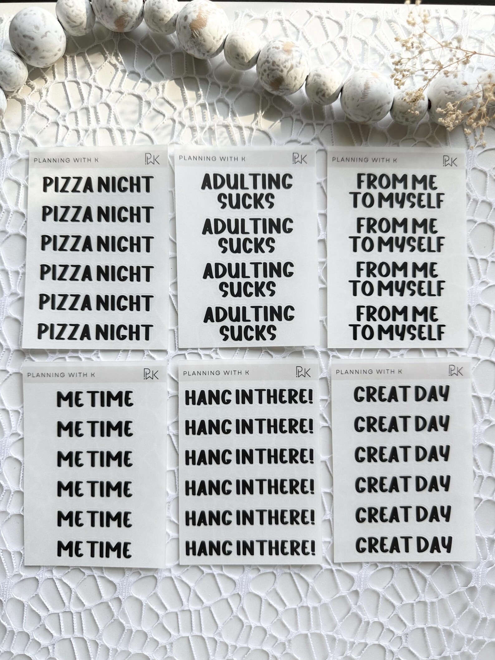 Large Word, Phrase Stickers | Great for A5 Size Planners Like the ...