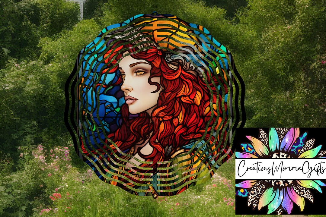 Vibrant Stained Glass Wind Spinner Sublimation Designs - DIY Spinning ...