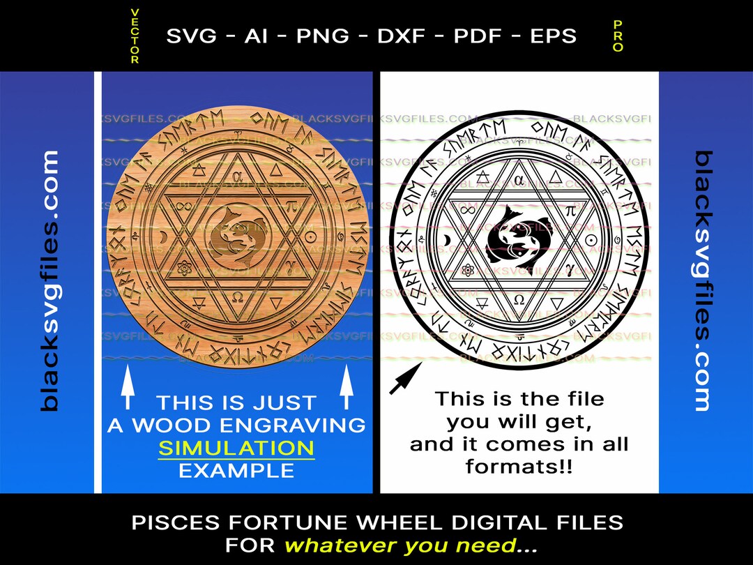 Pisces Black SVG File for Laser Engraving or Printing | Lucky Coin With ...