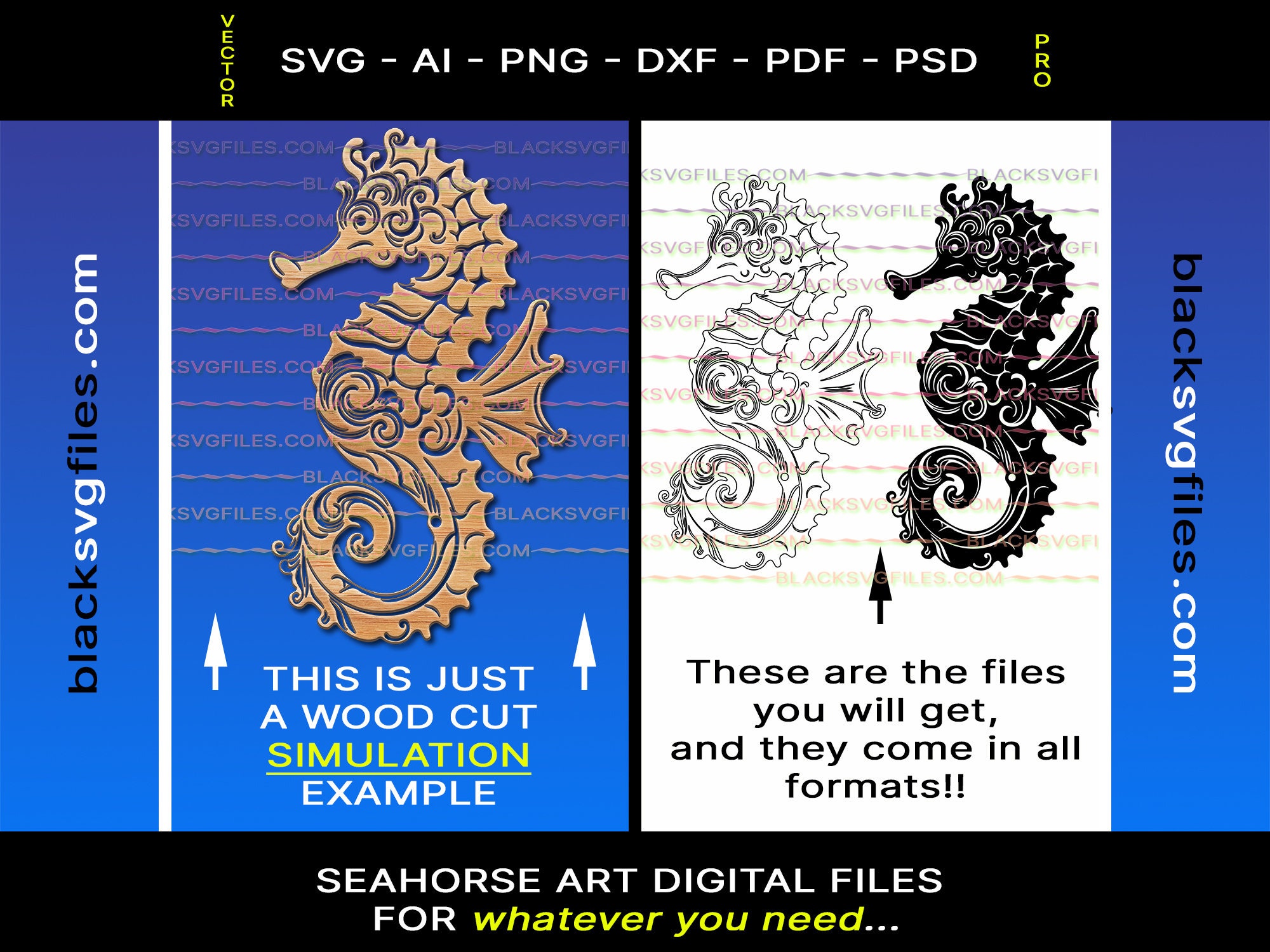 Seahorse SVG File for Laser Cut | Earring | Necklace | Wall Art | Gift ...