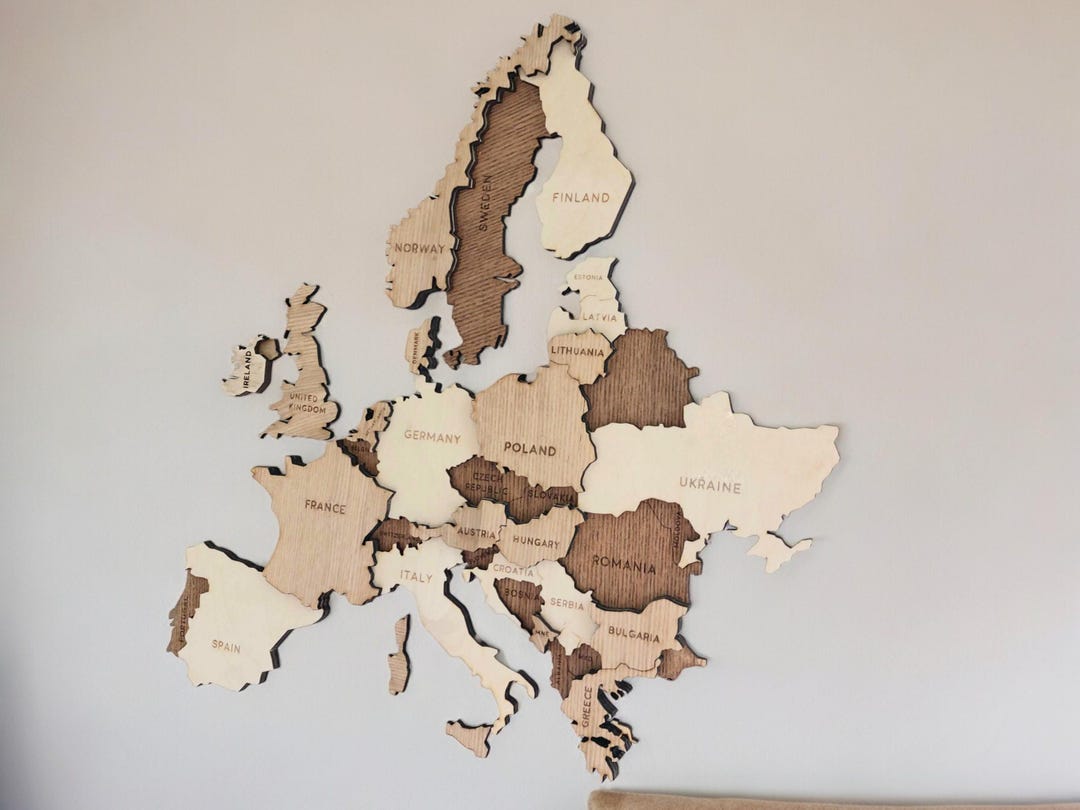 3D Wooden Europe Map - 60x60 Cm, Made From Plywood & Oak Veneer - Etsy ...