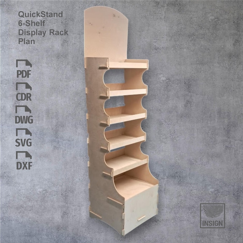 6-shelf Display Rack CNC Laser Cut Files | Modular Shelving (digital ...