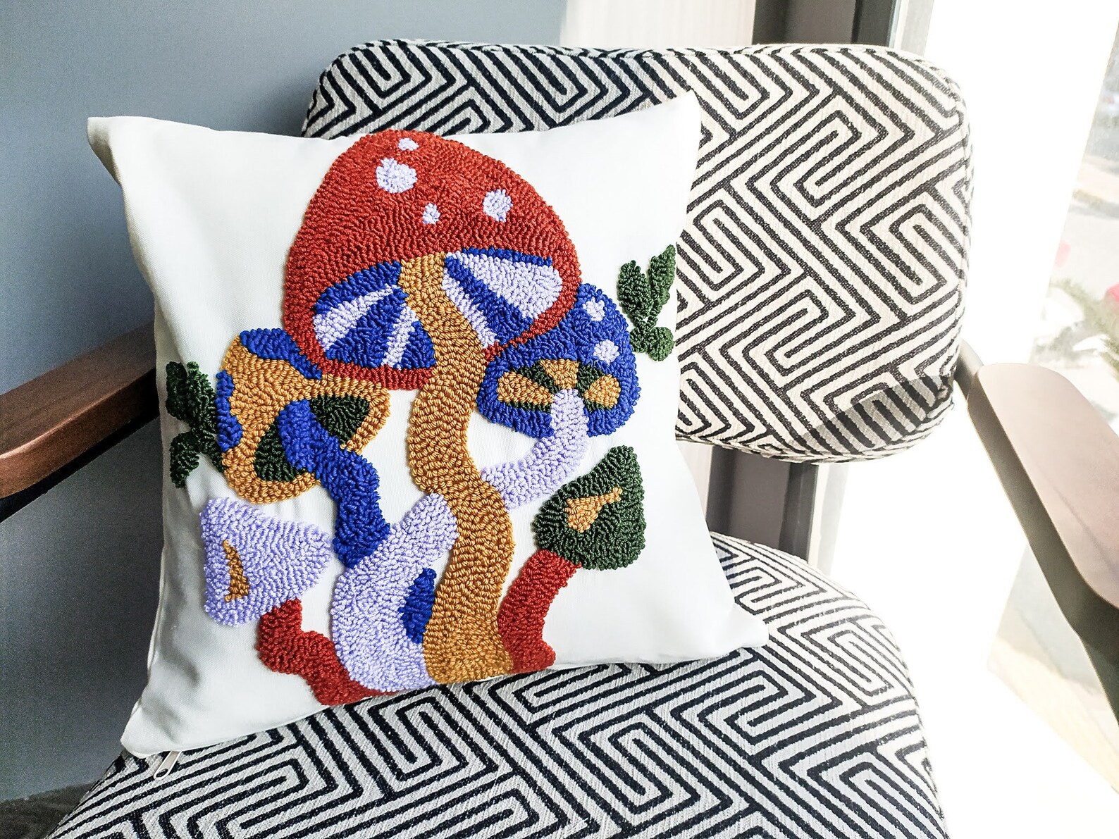 Punch Needle Tufted Mushroom Pillow Case, Y2k Fungi Cushion - Etsy