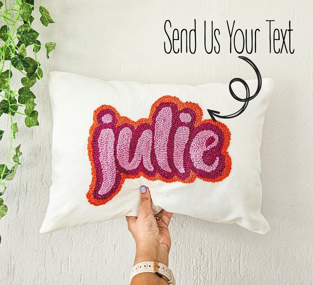 Personalized Name Punch Needle Pillow Case, Customized Business Logo ...