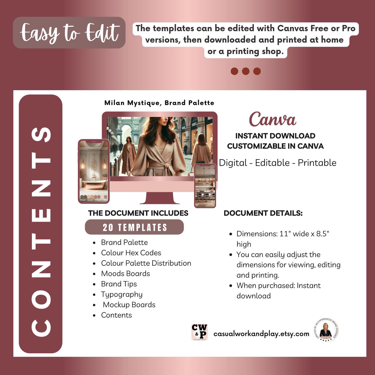 Milan Mystique Brand Palette: Luxury Canva Color Scheme - Etsy