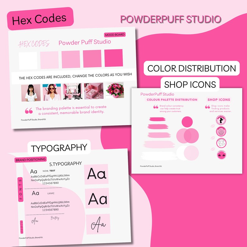 Vibrant Pink Brand Color Palette, Typography, Brand Kit, Small Business ...