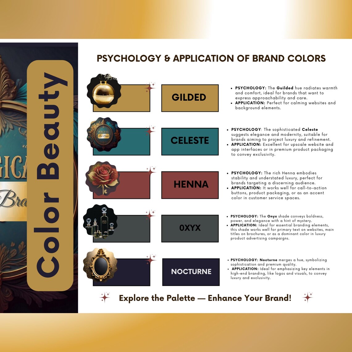 Elegant Brand Color Palette: Magical Lux Canva Template - Etsy