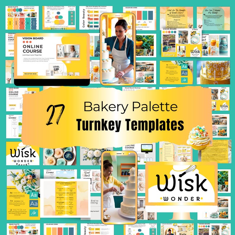 Bakery Business Brand Kit: Canva Templates, Color Palette & Typography ...