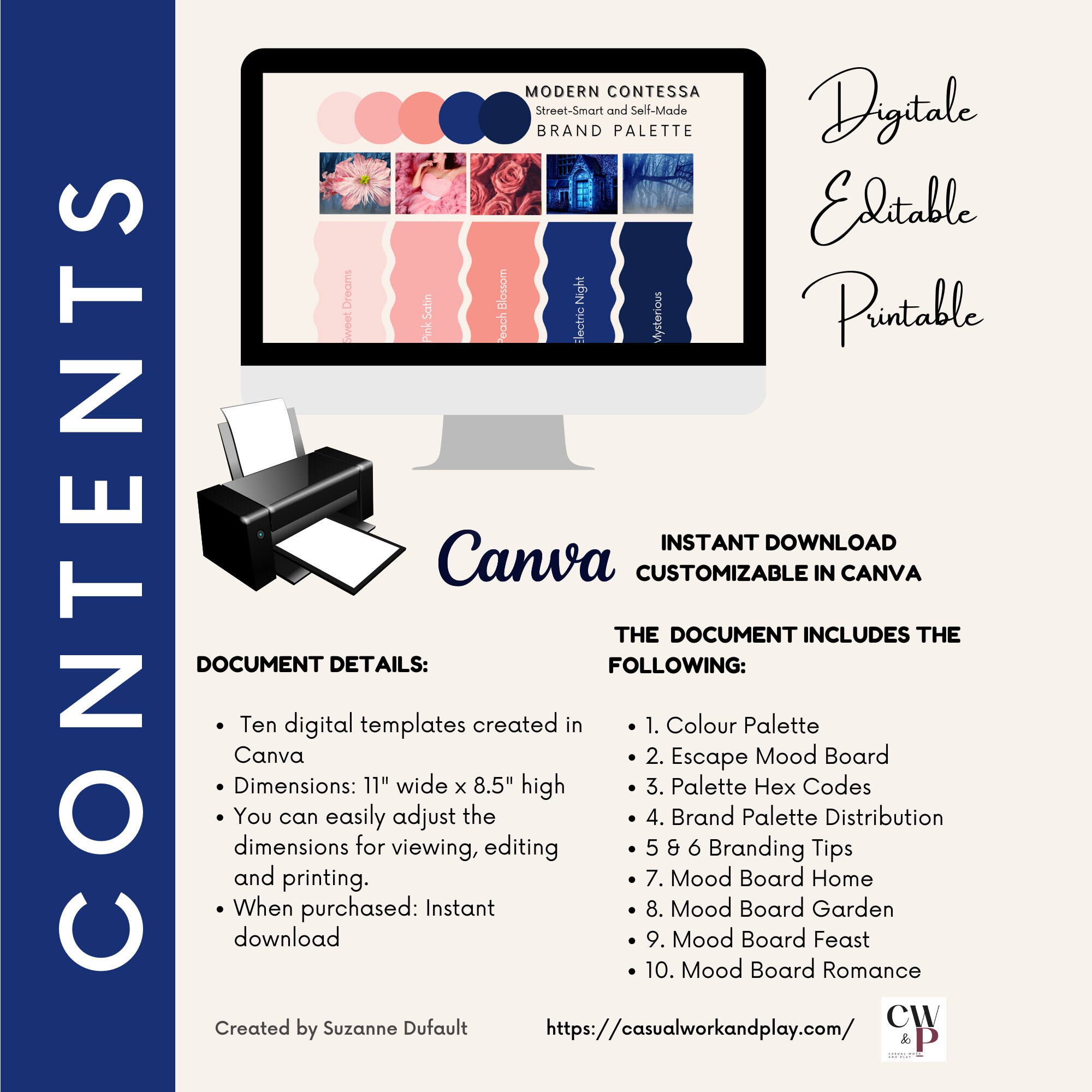 Modern Contessa Brand Palette: Small Business Brand Kit (digital ...