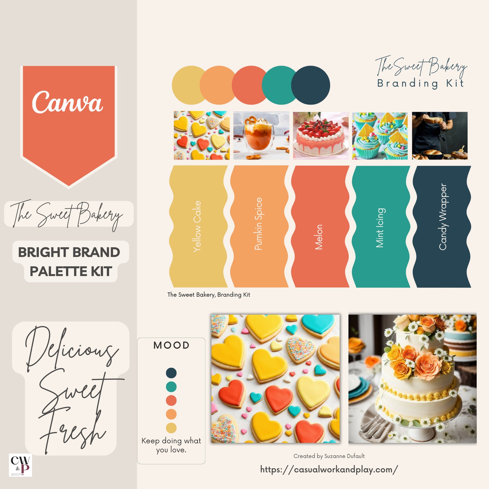 Sweet Bakery Branding Kit: Vibrant Color Palette, Mood Board (digital ...