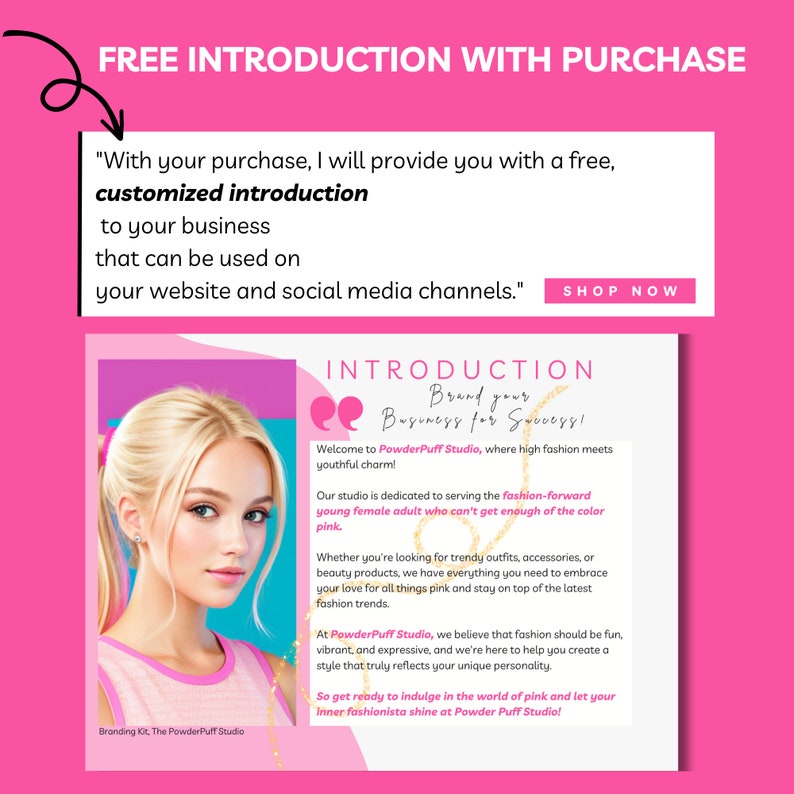 Vibrant Pink Brand Color Palette, Typography, Brand Kit, Small Business ...