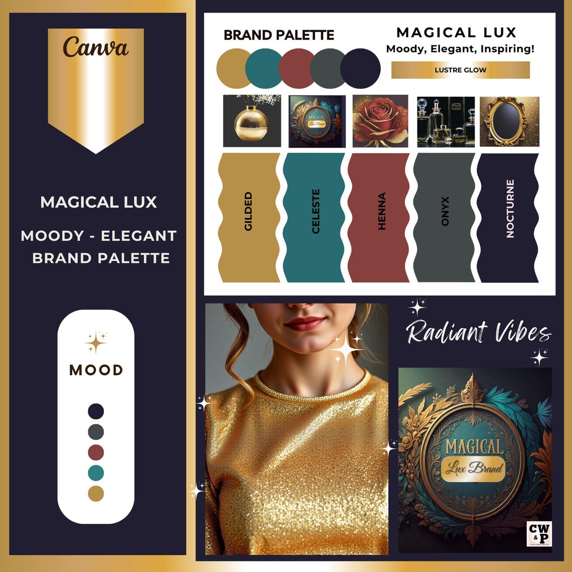 Elegant Brand Color Palette: Magical Lux Canva Template - Etsy
