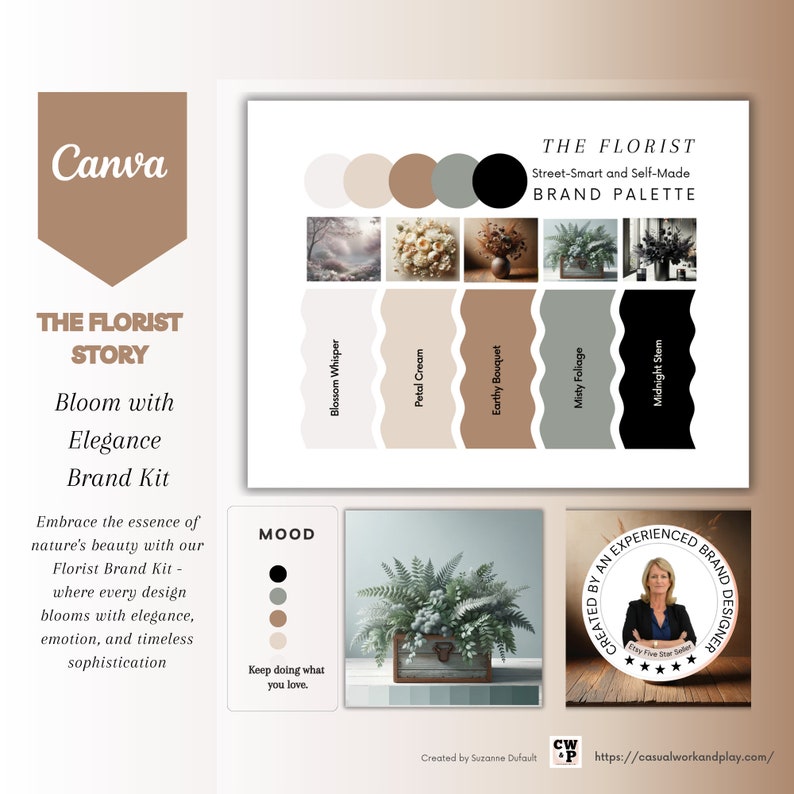 Florist Brand Palette Kit: Earthy Color Scheme, Mood Board (digital ...
