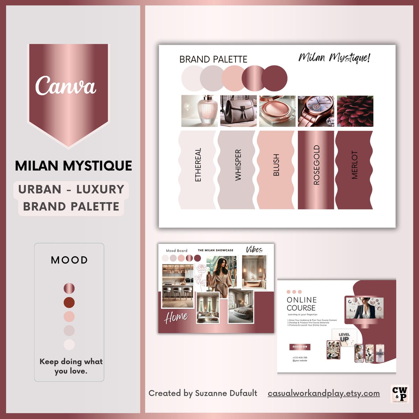 Milan Mystique Brand Palette: Luxury Canva Color Scheme - Etsy