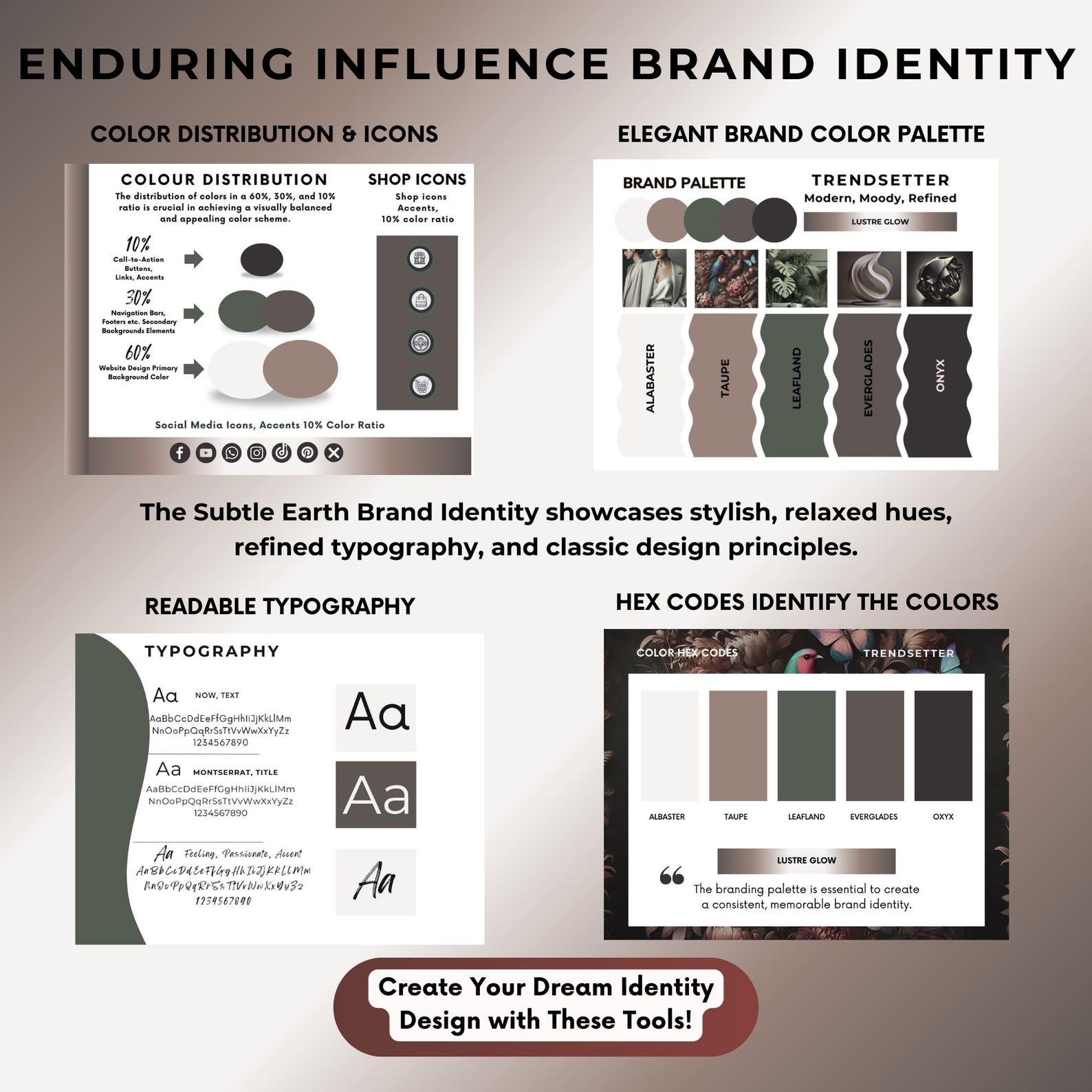 Moody Brand Palette, Earthy Color Scheme, Hex Codes, Customizable in ...