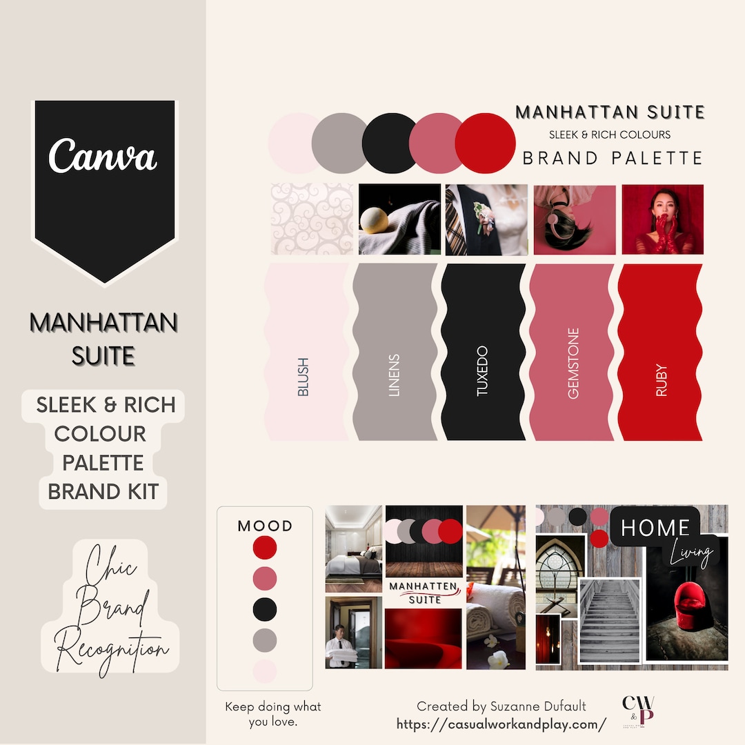 Brand Color Palette for Small Businesses: Ruby Red, Tuxedo Black, Grey ...