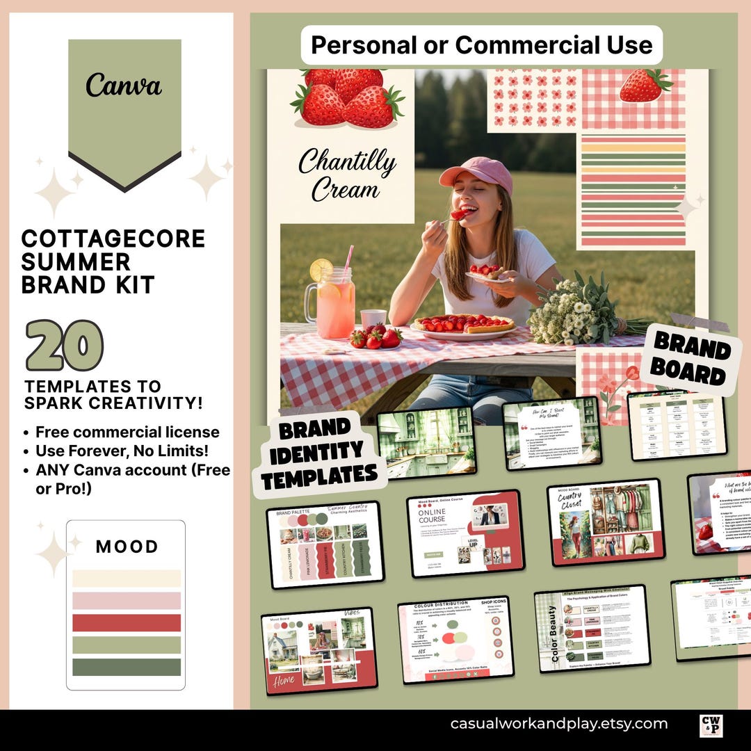 Cottagecore Brand Kit With 20 Inspiring Canva Templates, Elevate Your ...
