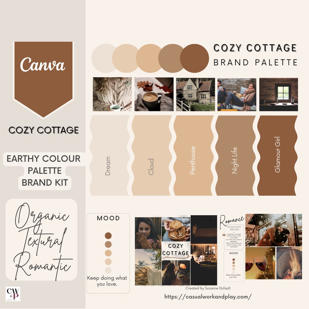 Cozy Cottage Brand Kit and Mood Board Fun & Easy Download for Instant ...