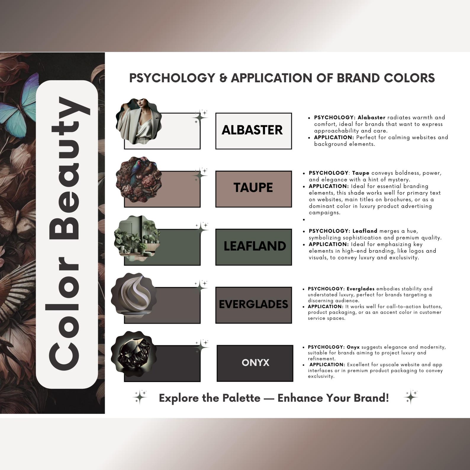 Moody Brand Palette, Earthy Color Scheme, Hex Codes, Customizable in ...