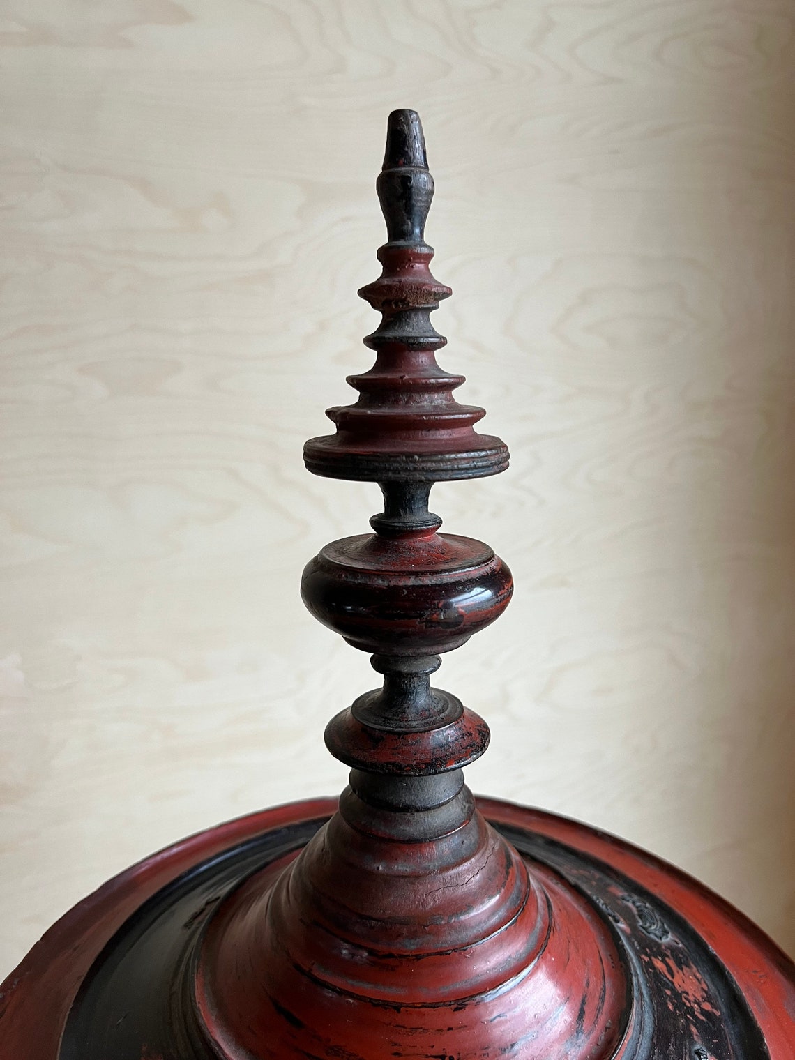 Indian Antique Bell Made of Turned Wood in Red - Etsy