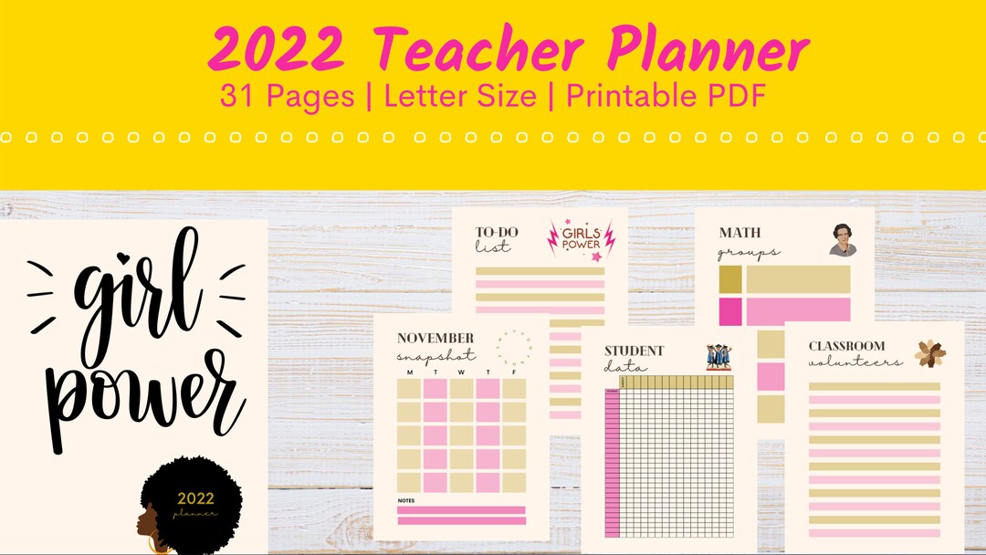 2022 Printable Black Girl Teacher Planner - Etsy