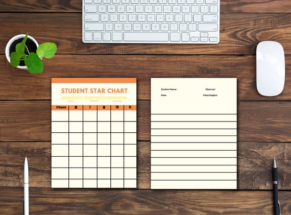 Printable Teacher Observation Tracker and Star Chart | Etsy Australia