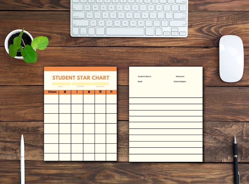 Printable Teacher Observation Tracker and Star Chart - Etsy