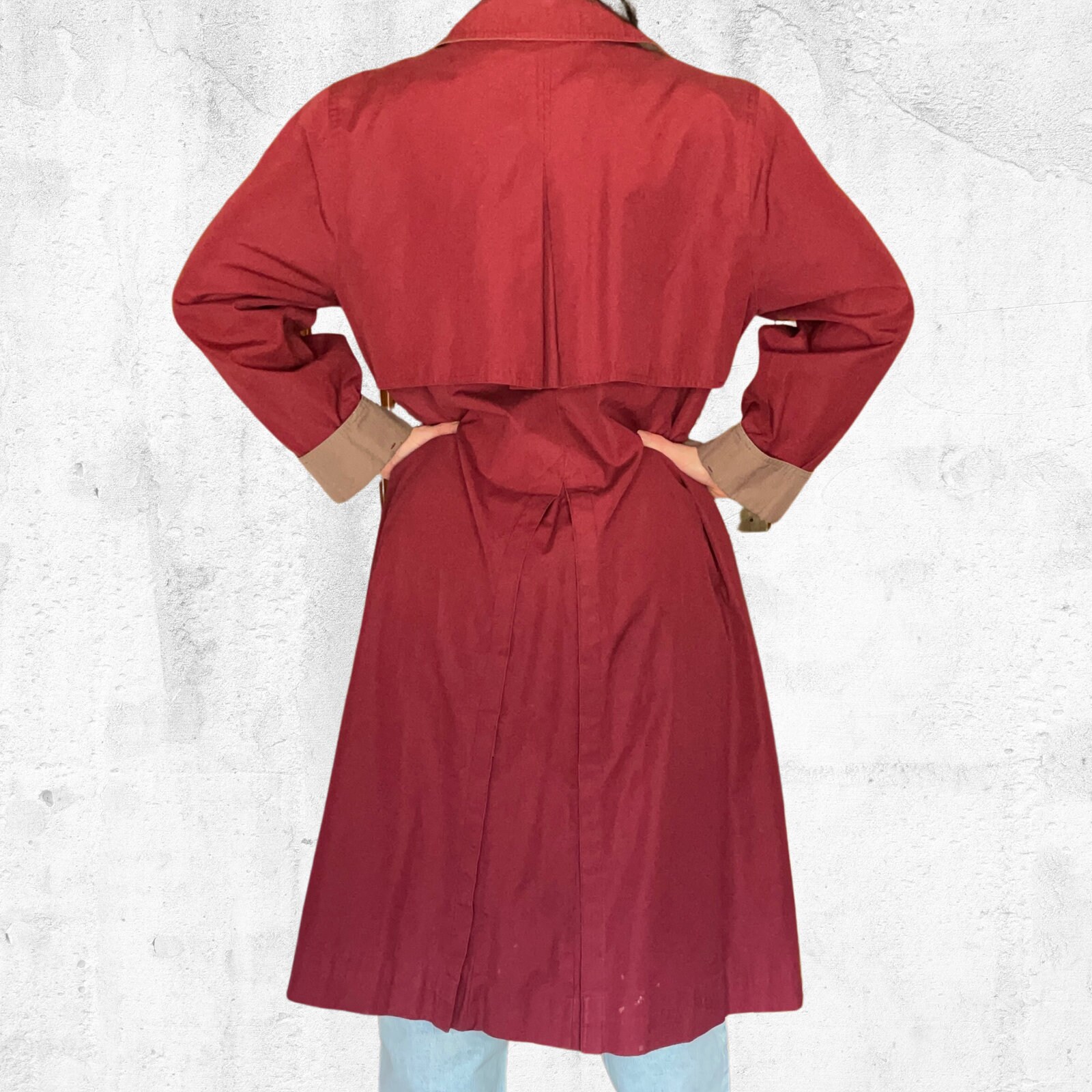 Vintage London Fog Trench Coat Burgundy Maroon Light Weight Buttons ...