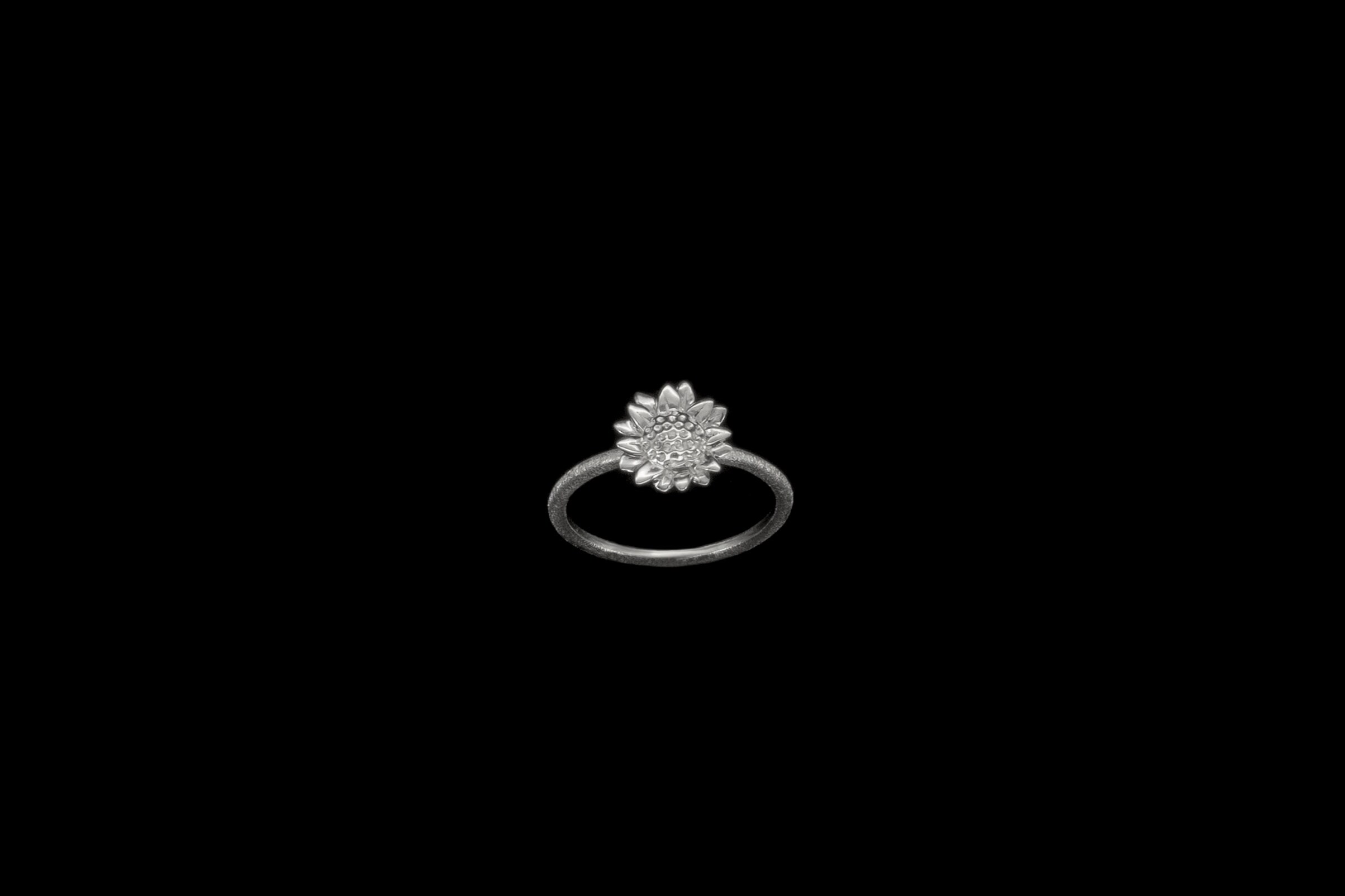 Sunflower Stacking Ring Wilde Flower. Small Silver Sunflower Ring ...