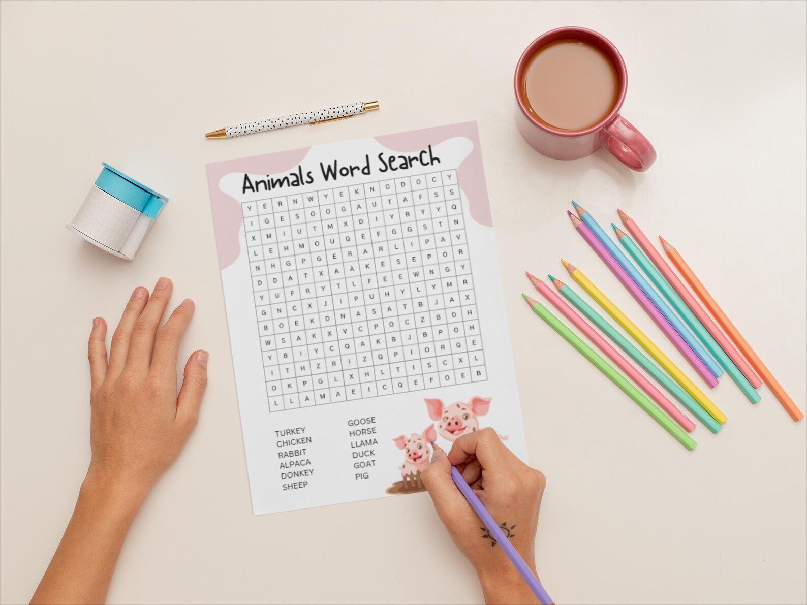 Animal Word Search Puzzle Printable | Fun Kids Activity | Educational ...