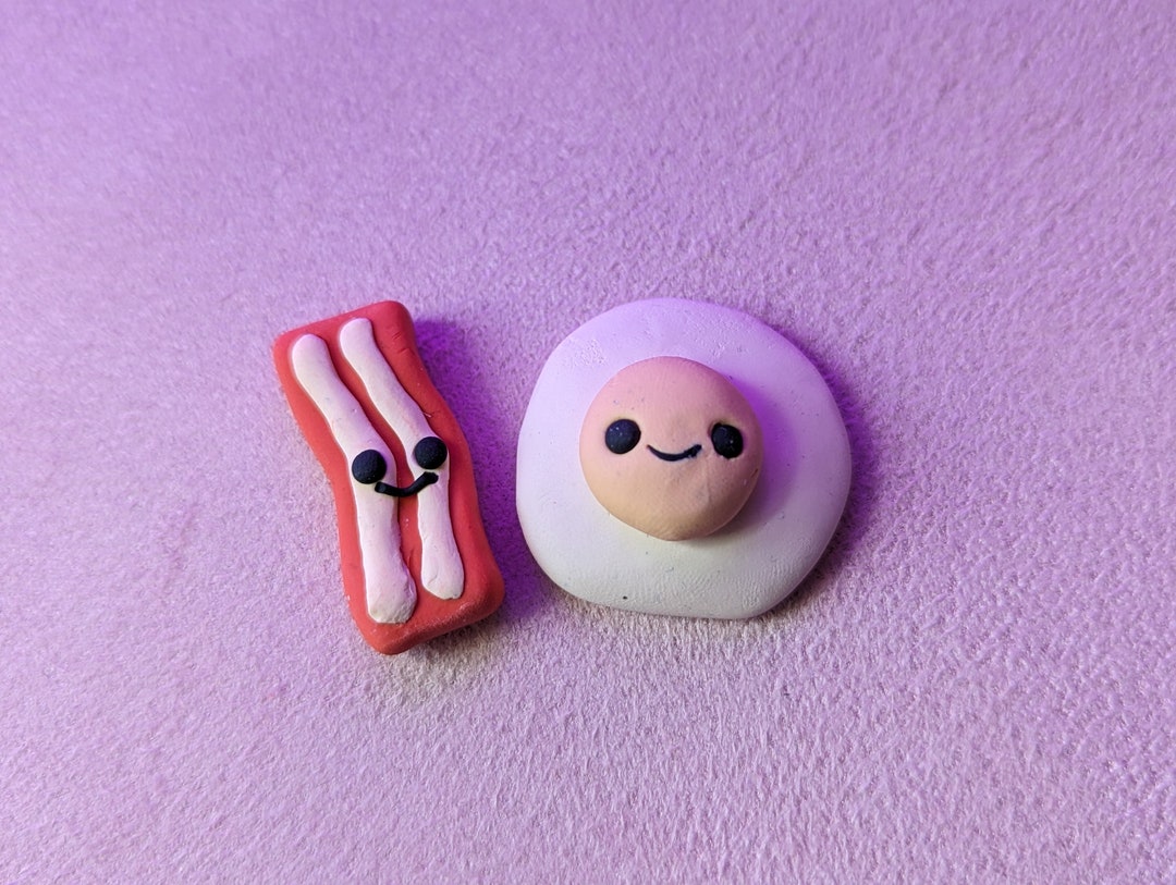 Adorable Handmade Kawaii Bacon and Egg Sculpture - Polymer Clay ...