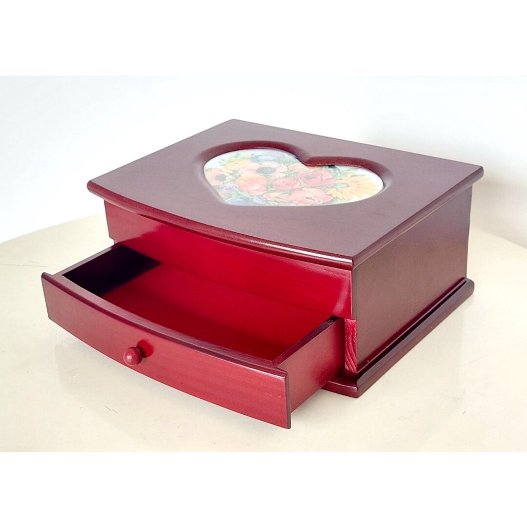 Heart-shaped Wooden Jewelry Box With Mirror 23.5x18 Cm - Etsy