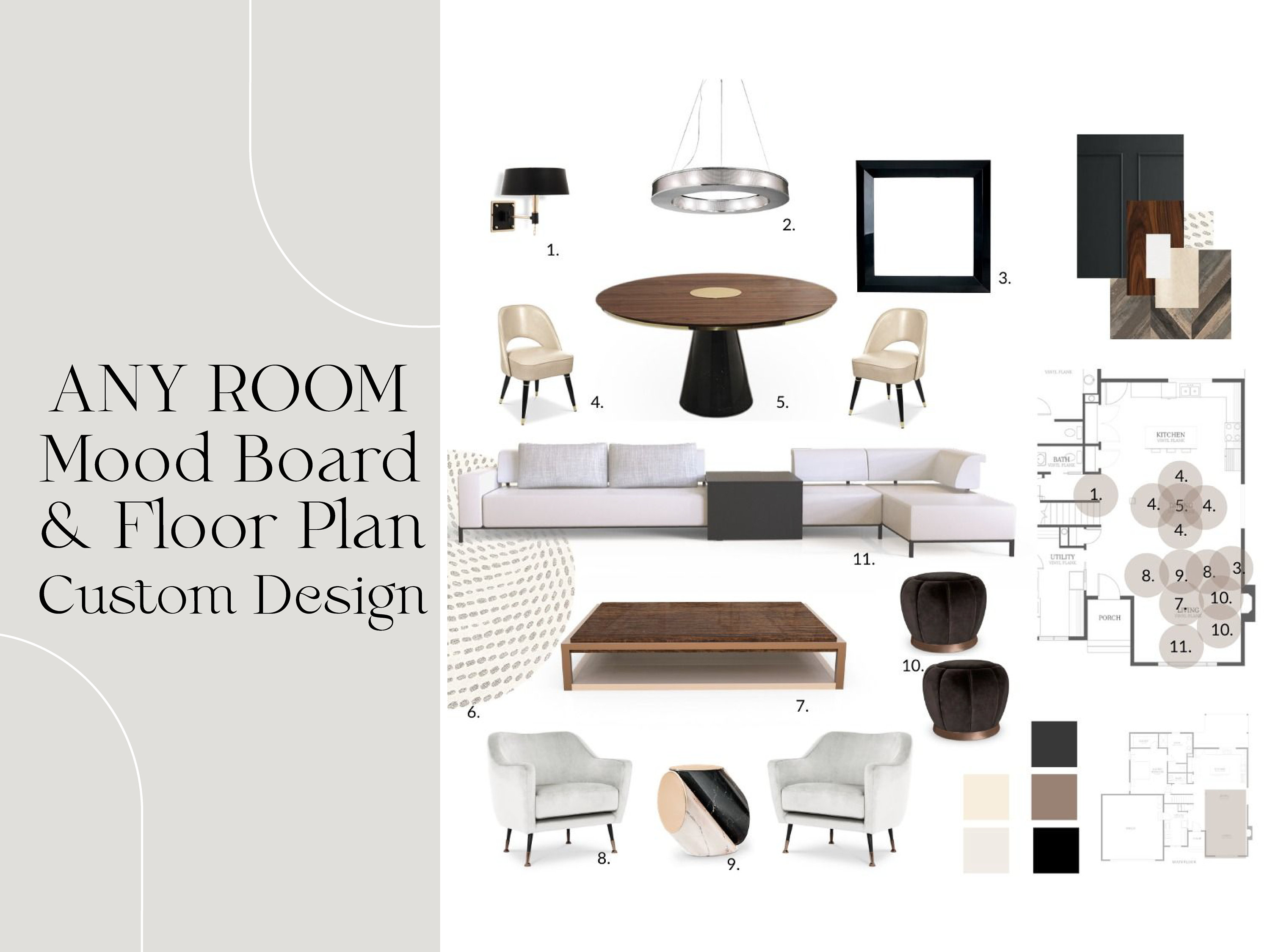 Room Moodboard and Floor Plan • Custom Virtual Interior Design • Online ...