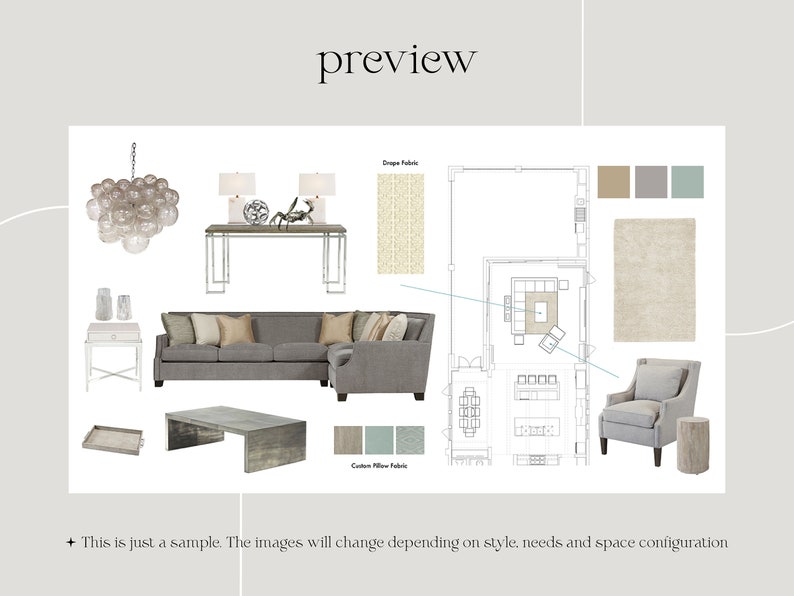 Room Moodboard and Floor Plan • Custom Virtual Interior Design • Online ...