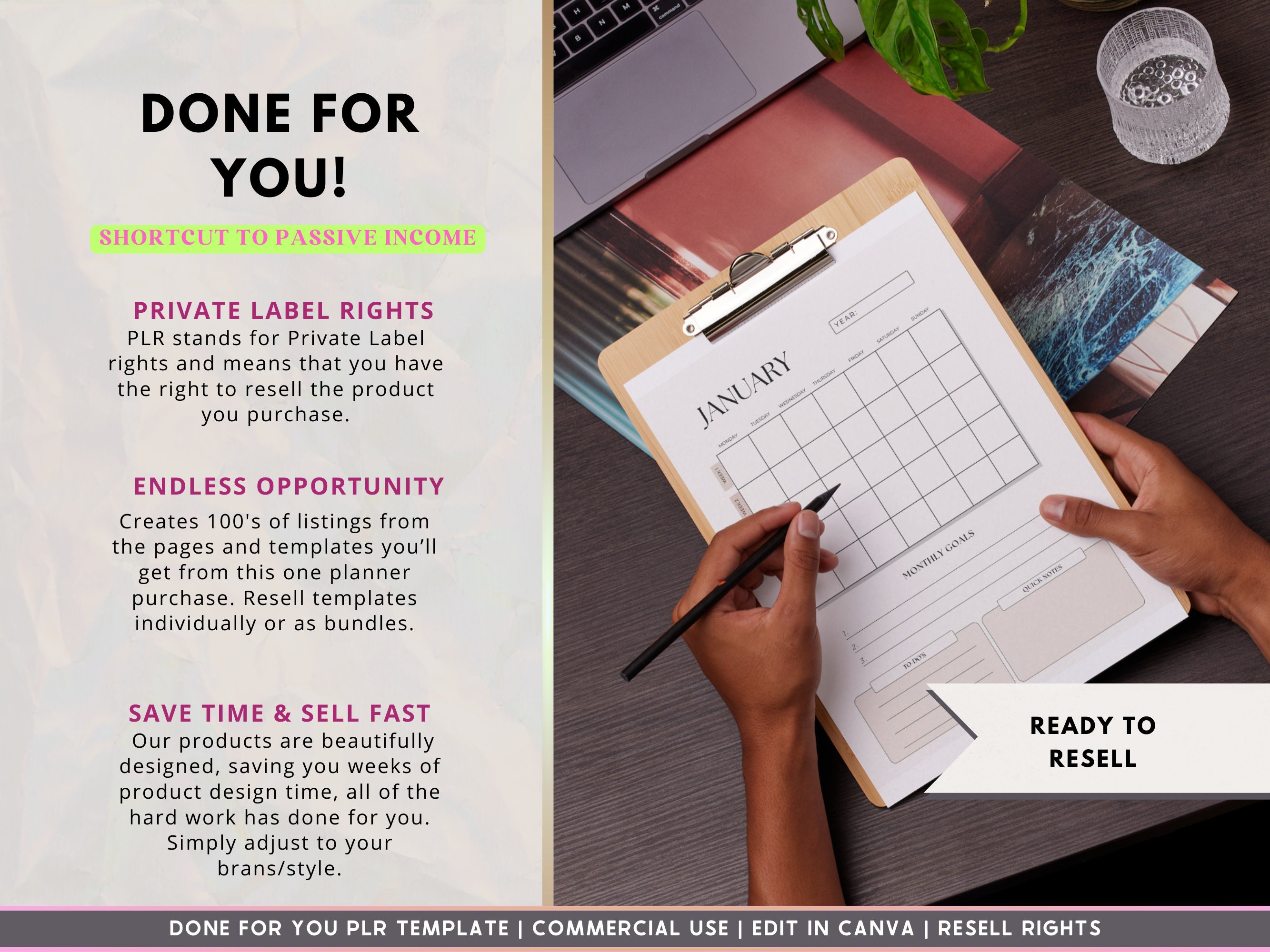 PLR Printable Planner With FREE Bonus: Editable Canva Template ...