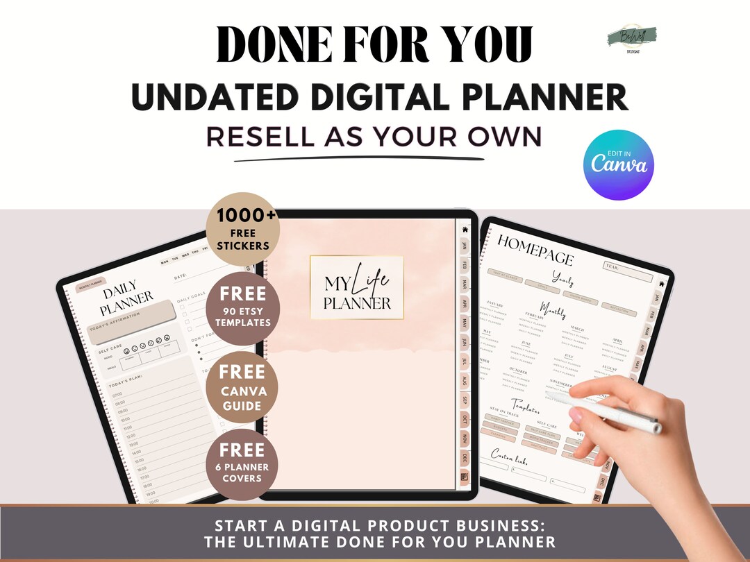 PLR, Digital Planner. Editable Hyperlinked Planner | Canva Template ...