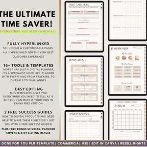 Canva Editable ADHD Planner - PLR Planner Template With Hyperlinked ...