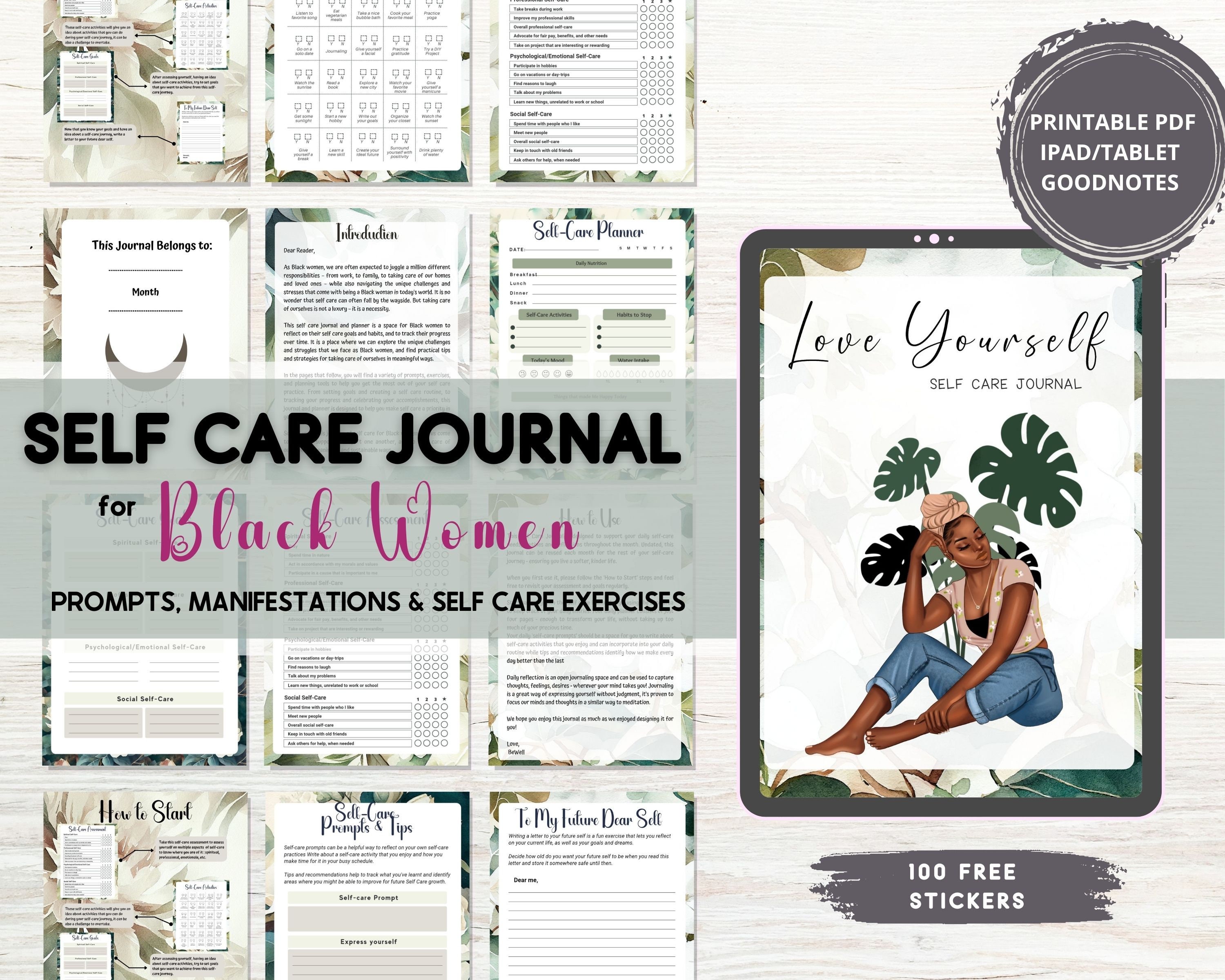 Self Care Printable: Self Care Journal With Self Care Kit. Wellness ...