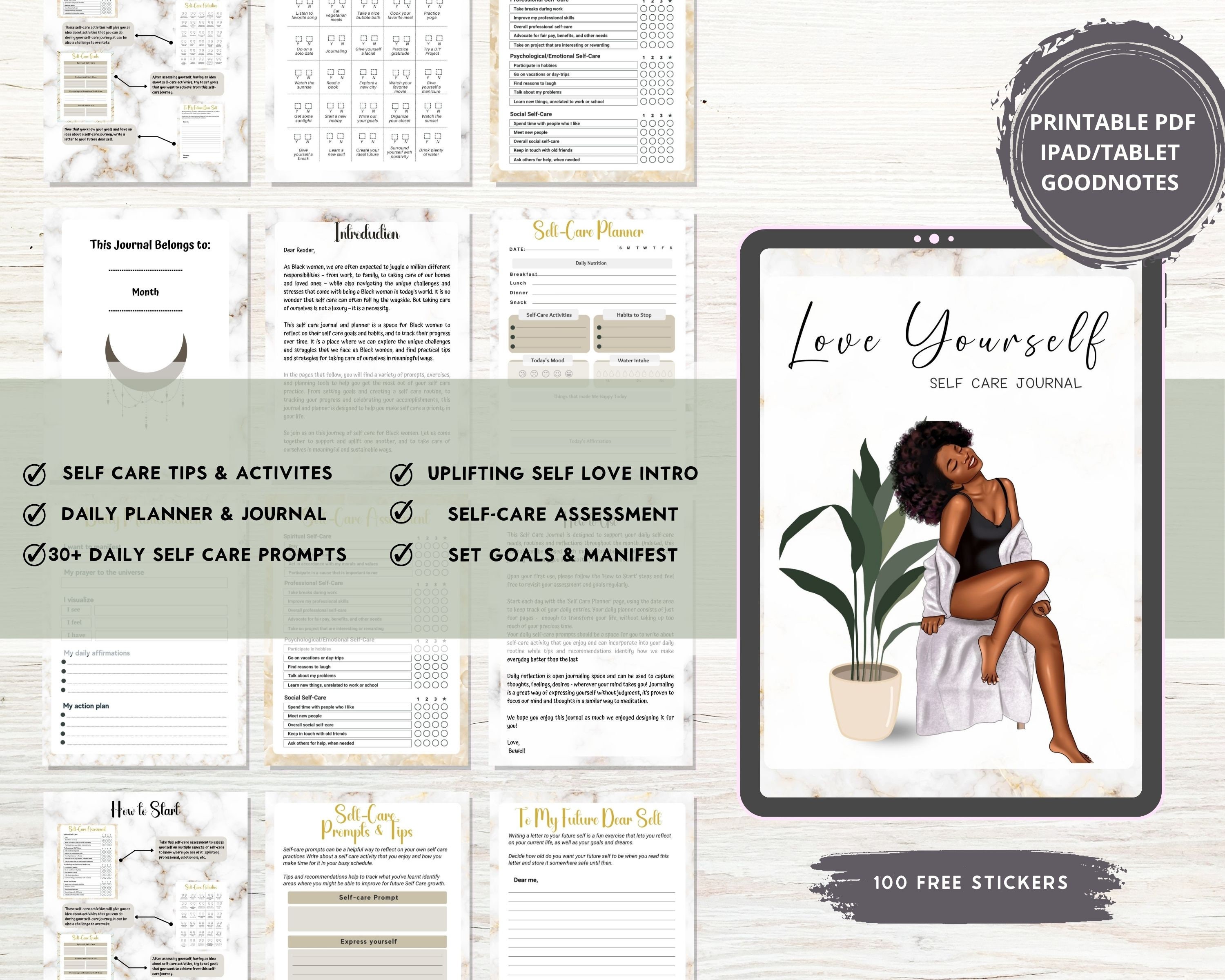 Self Care Journal Black Women Digital Planner Goodnotes - Etsy