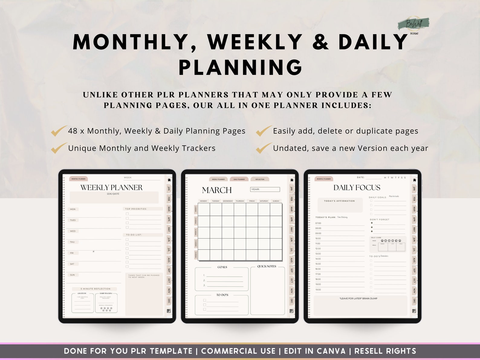 Canva Editable ADHD Planner - PLR Planner Template With Hyperlinked ...