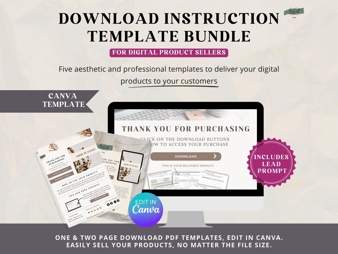 Canva Download Instructions Template, Etsy Digital Product Instructions ...