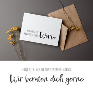 Trauerkarte mit Spruch, Manchmal hat man einfach keine Worte, Sprachlos Abschied nehmen ...