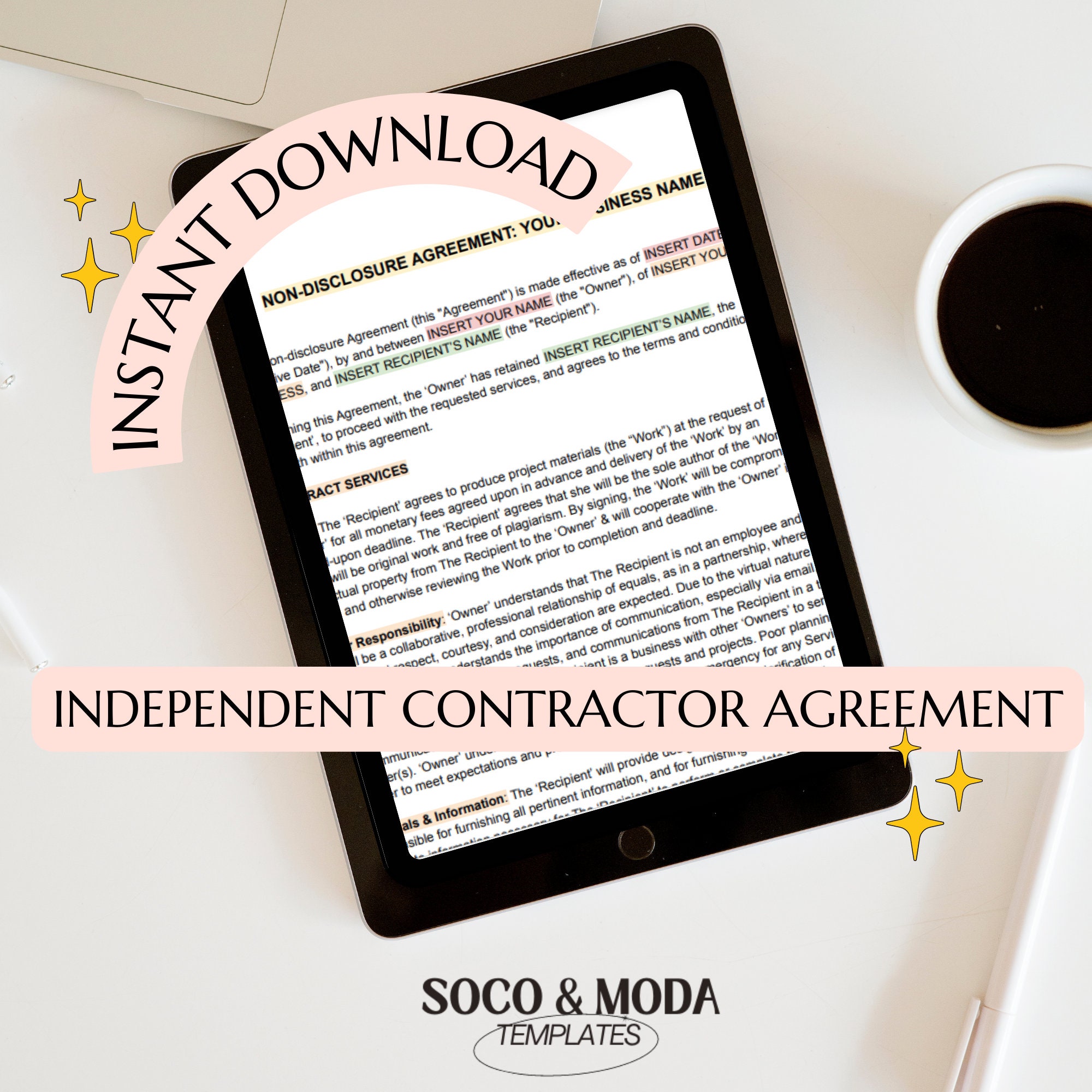 Independent Contractor NDA Templates, Virtual Assistant Tools, SM ...