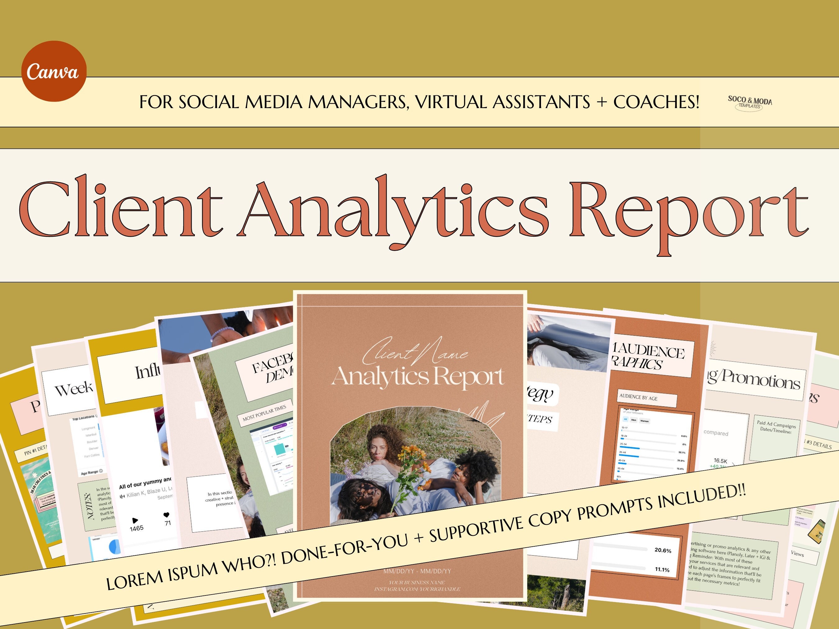 CLIENT ANALYTICS REPORT Template Social Media Stats Report - Etsy CLIENT ANALYTICS REPORT Template Social Media Stats Report - Etsy