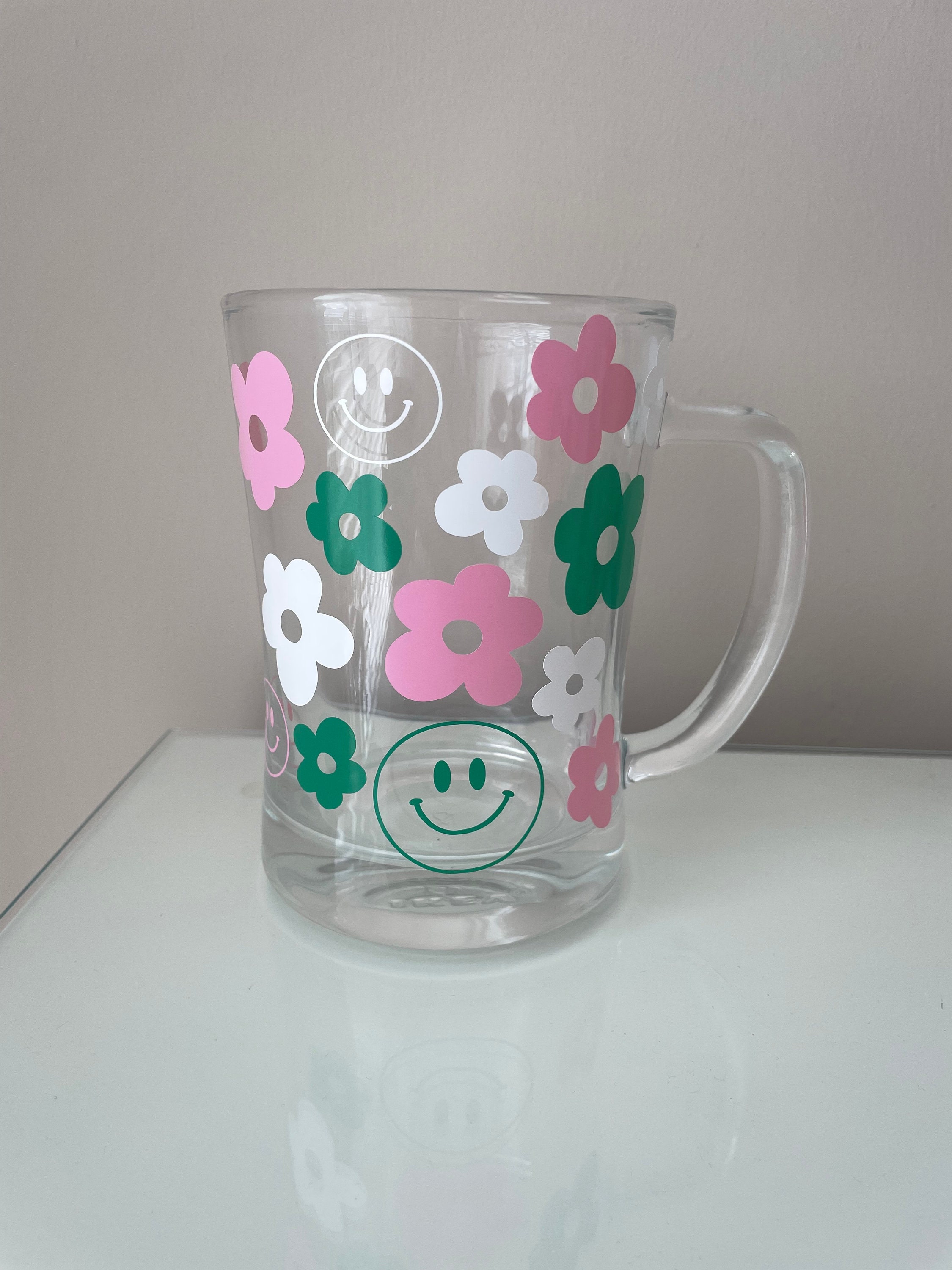 Flower Power Smiley Face Glass Beer Lager Ale Stein Glass L - Etsy UK
